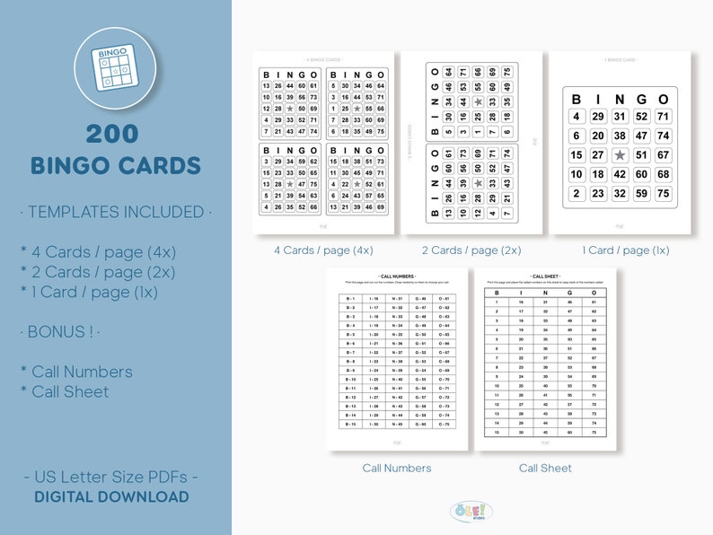 200 Bingo Cards | Digital Download Printable PDF | Fun Party Bingo Game ...