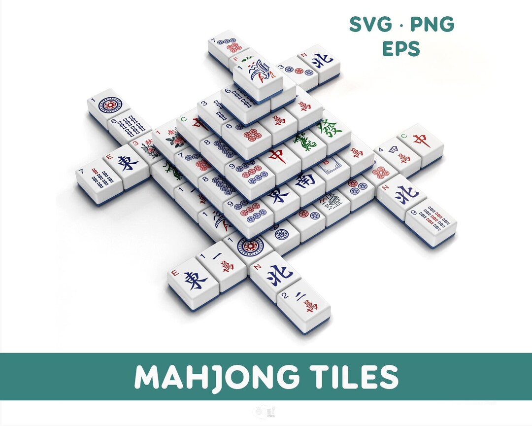 Mahjong American Tile Set SVG EPS PNG Complete Printable Clipart ...