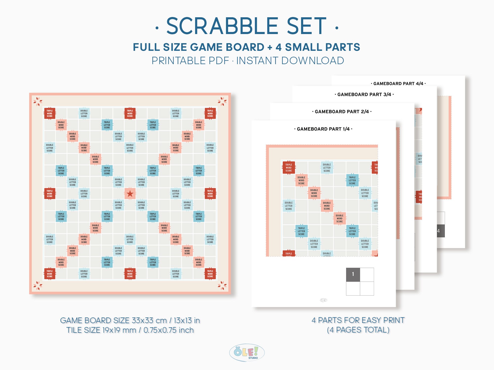 SCRABBLE Set Gameboard, Tiles & Scorecards| English Scrabble Printable ...