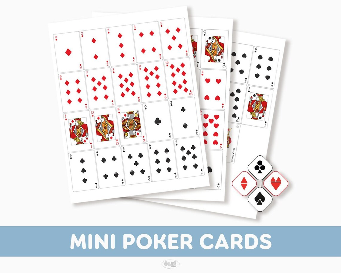 Classic 56 Poker Playing Mini Cards | Printable PDF | Png Svg Files ...