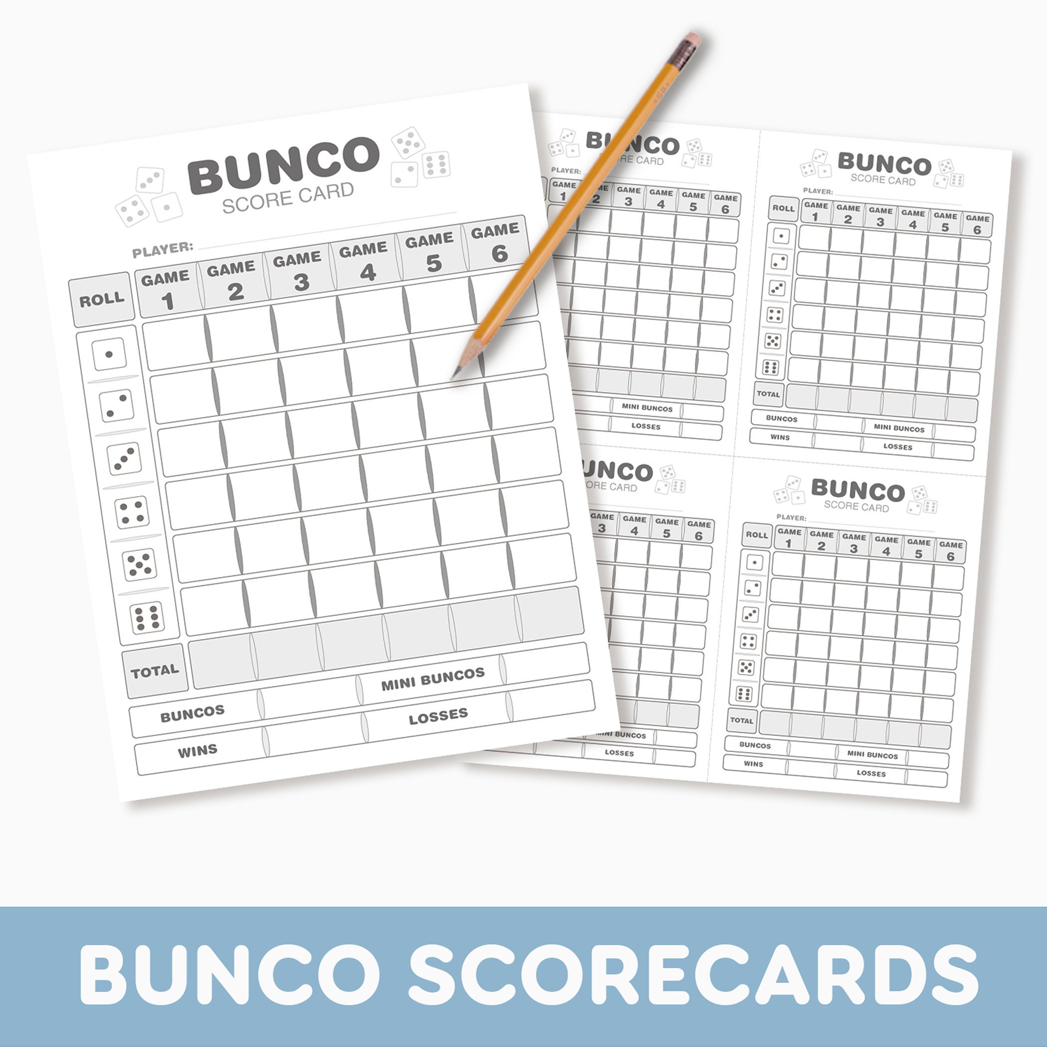 Bunco Scorecard Bunco Scoresheet Printable PDF Dice Game US Letter Size ...
