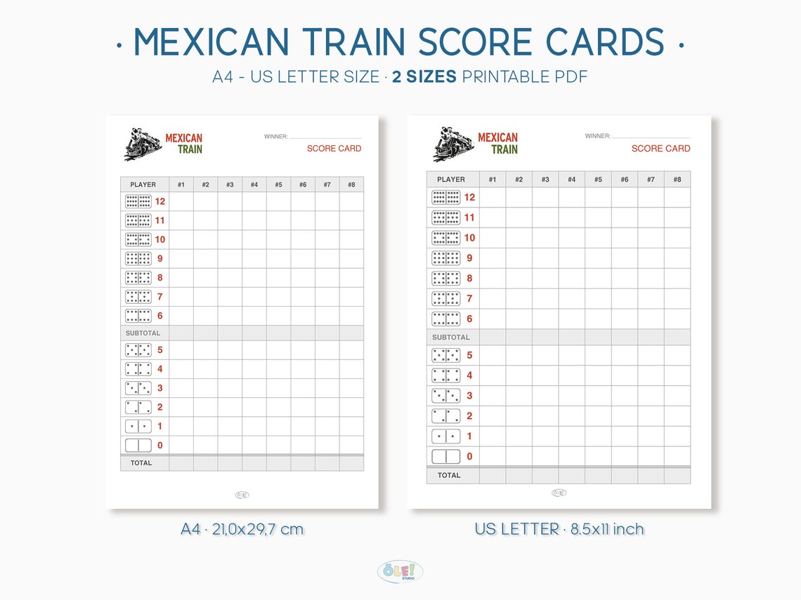 Mexican Train Scorecard | Mexican Train Scoresheet Printable PDF ...
