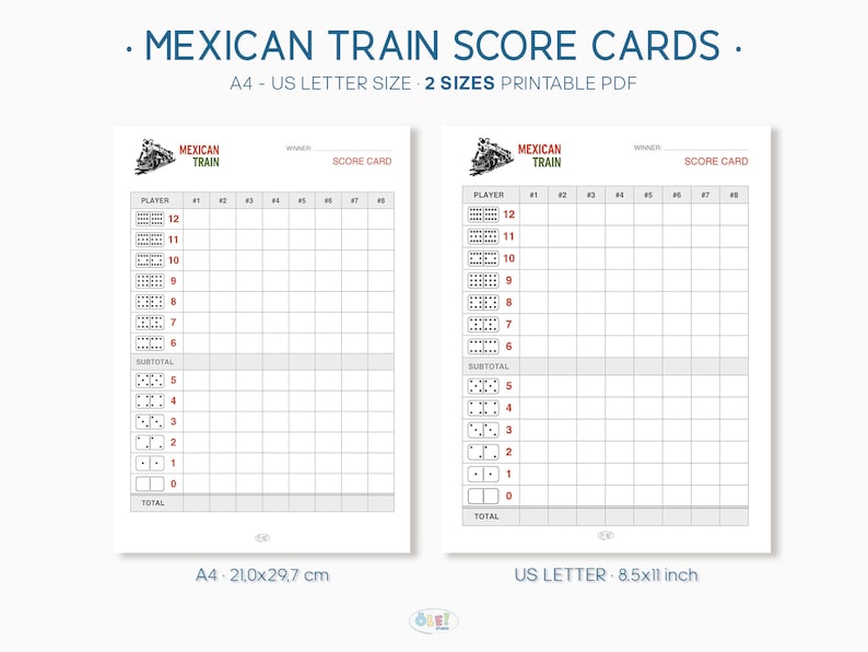 Mexican Train Scorecard | Mexican Train Scoresheet Printable PDF ...