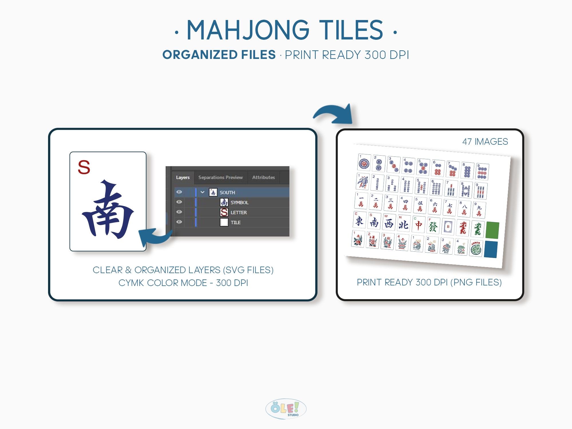 Mahjong American Tile Set | SVG EPS PNG | Complete Printable Clipart ...