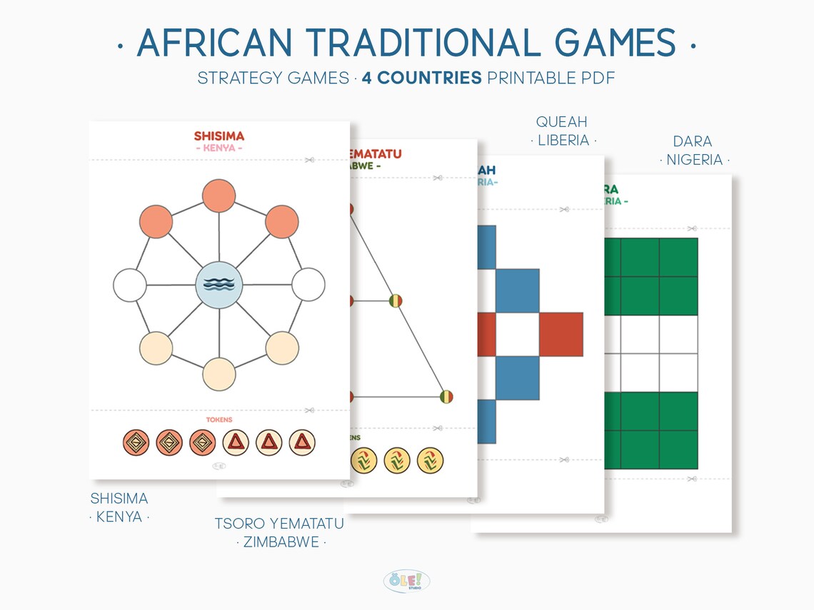 African Traditional Strategy Games Collection | 4 Printable PDF Games ...