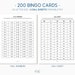 200 Bingo Cards | Digital Download Printable PDF | Fun Party Bingo Game ...