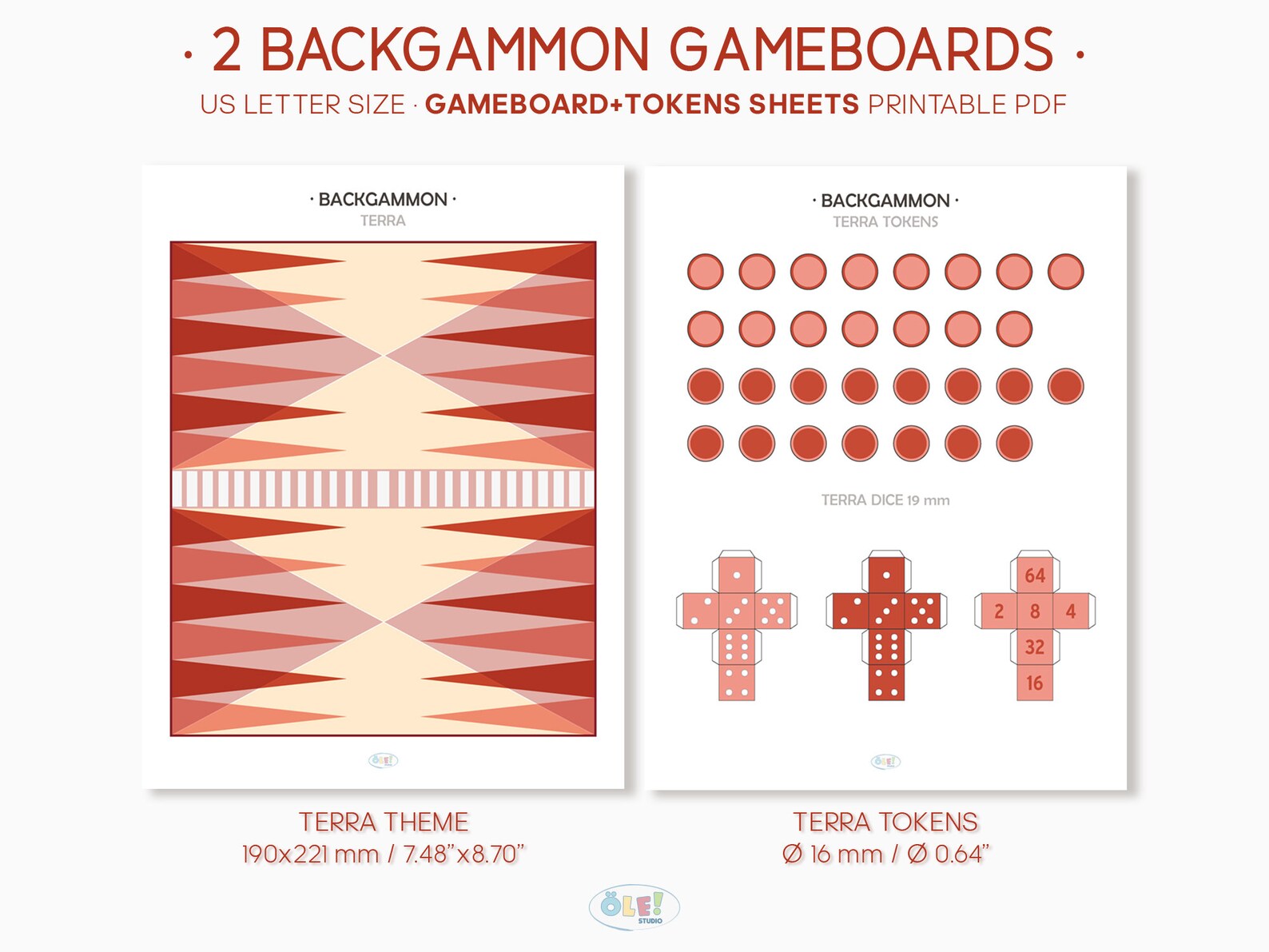 Colorful Backgammon Gameboards & Tokens| Backgammon Printable PDF ...