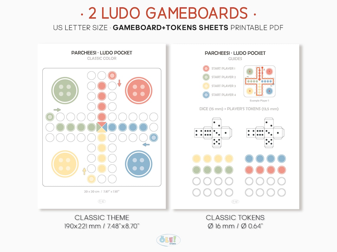 Minimal Ludo Gameboards & Tokens| 2 Ludo Printable PDF PNG| Dice Game ...