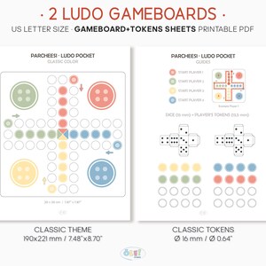 Minimal Ludo Gameboards & Tokens| 2 Ludo Printable PDF PNG| Dice Game ...