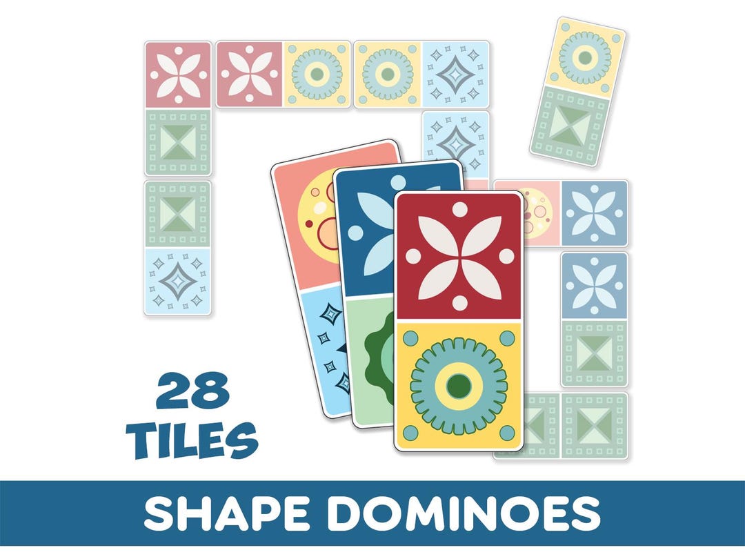 SHAPE Dominoes Tiles Kids Game Printable PDF | Educational Game - Etsy