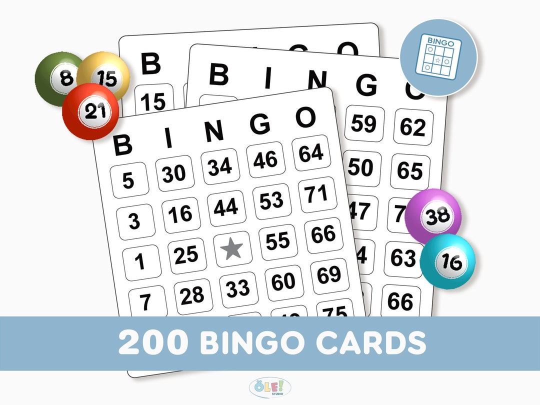 200 Bingo Cards Digital Download Printable PDF Fun Party - Etsy