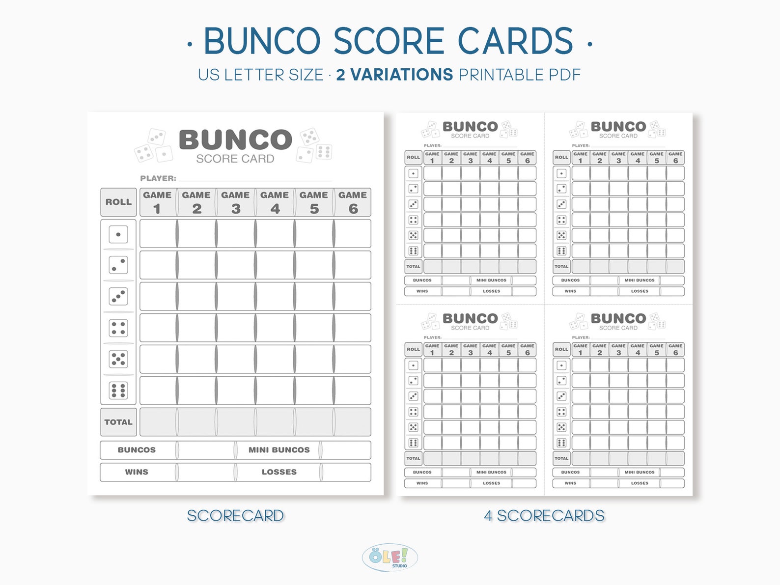 Bunco Scorecard | Bunco Scoresheet Printable PDF | Dice Game | US ...
