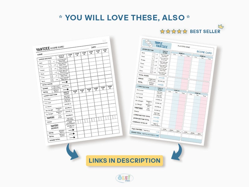 Pocket Mini Yatzy Scorecard | Yahtzee/yardzee Scoresheet Printable PDF ...