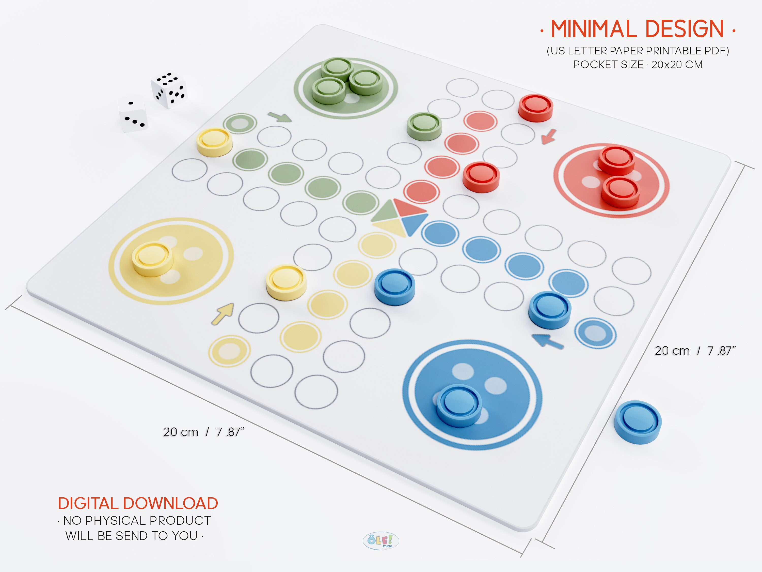 Minimal Ludo Gameboards & Tokens| 2 Ludo Printable PDF PNG| Dice Game ...