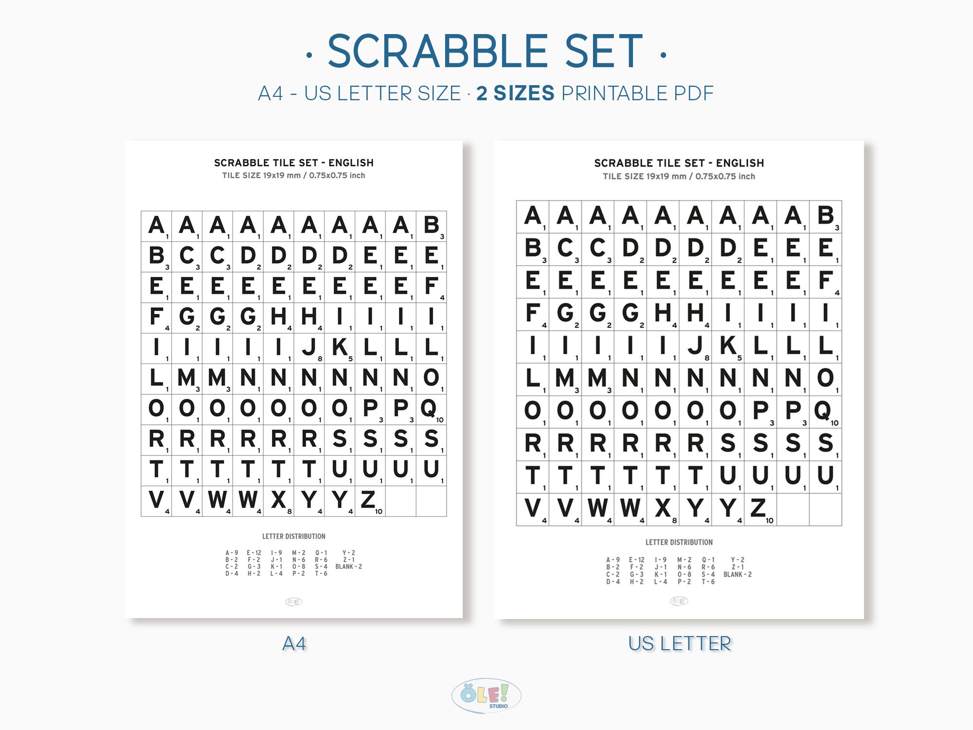 SCRABBLE Set Gameboard, Tiles & Scorecards| English Scrabble Printable ...