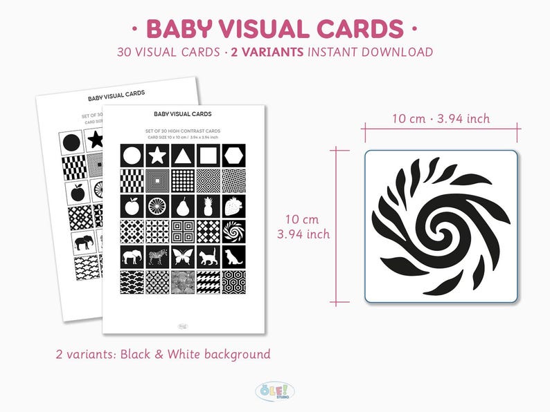 VISUAL Baby Sensory Flash Cards, High Contrast Infant Stimulation for ...