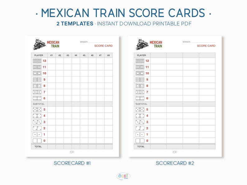 Mexican Train Scorecard | Mexican Train Scoresheet Printable PDF ...