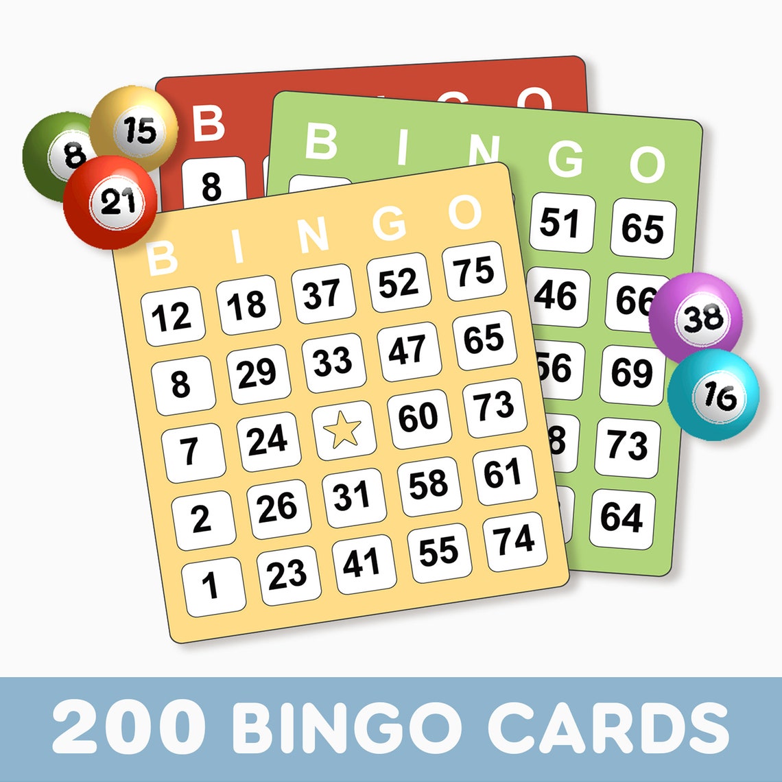 200 Bingo Cards Digital Download Printable PDF Fun Party Bingo Game US ...