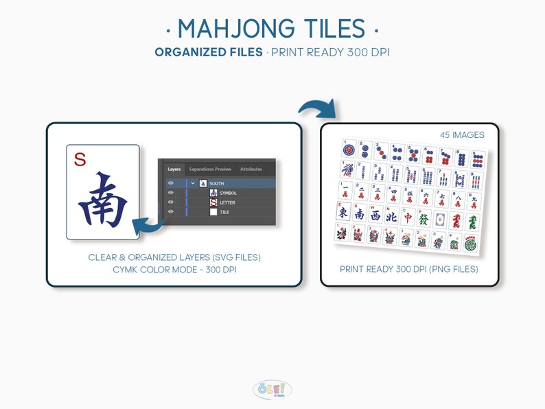 Mahjong American Tile Set SVG EPS PNG Complete Printable Clipart ...