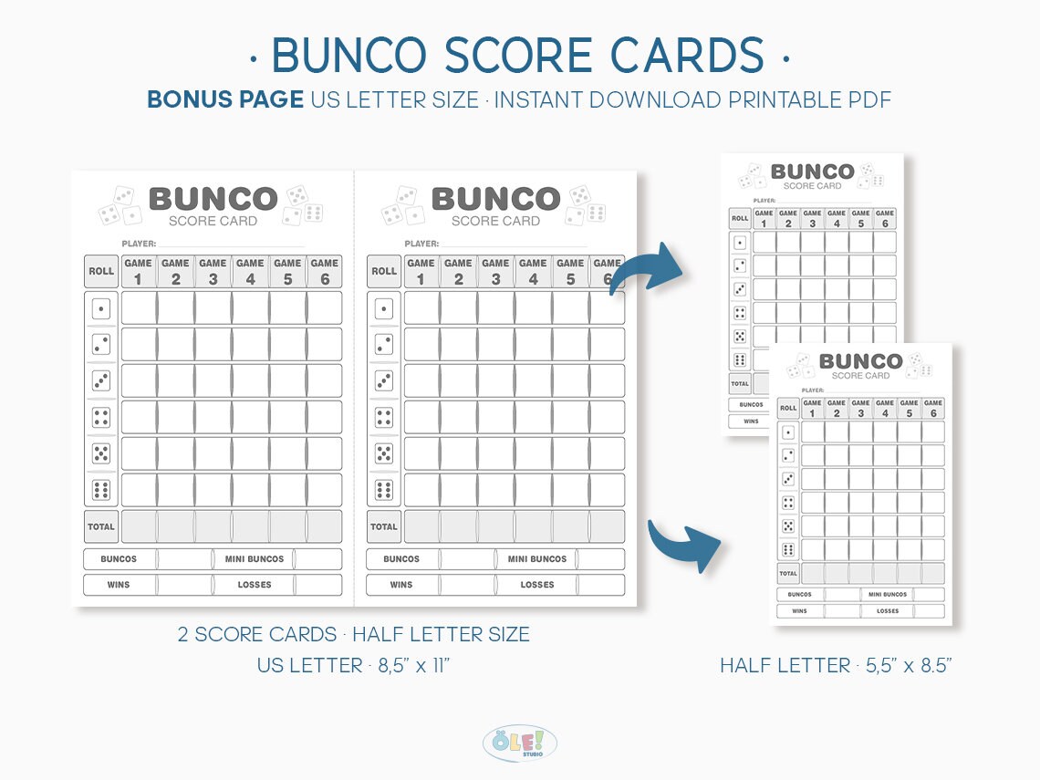Bunco Scorecard | Bunco Scoresheet Printable PDF | Dice Game | US ...