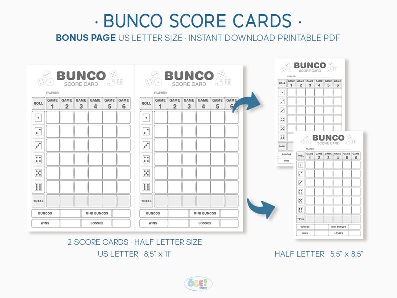 Bunco Scorecard | Bunco Scoresheet Printable PDF | Dice Game | US ...