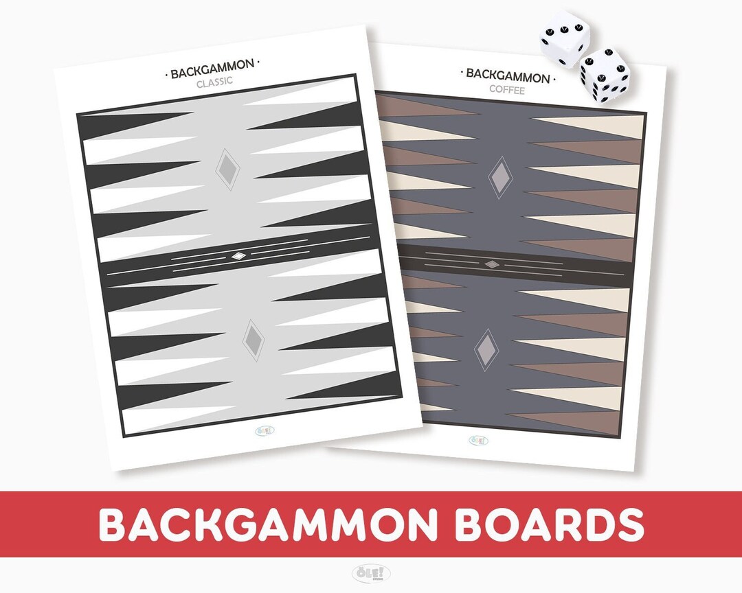Classic and Color Backgammon Gameboards & Tokens| Backgammon Printable ...