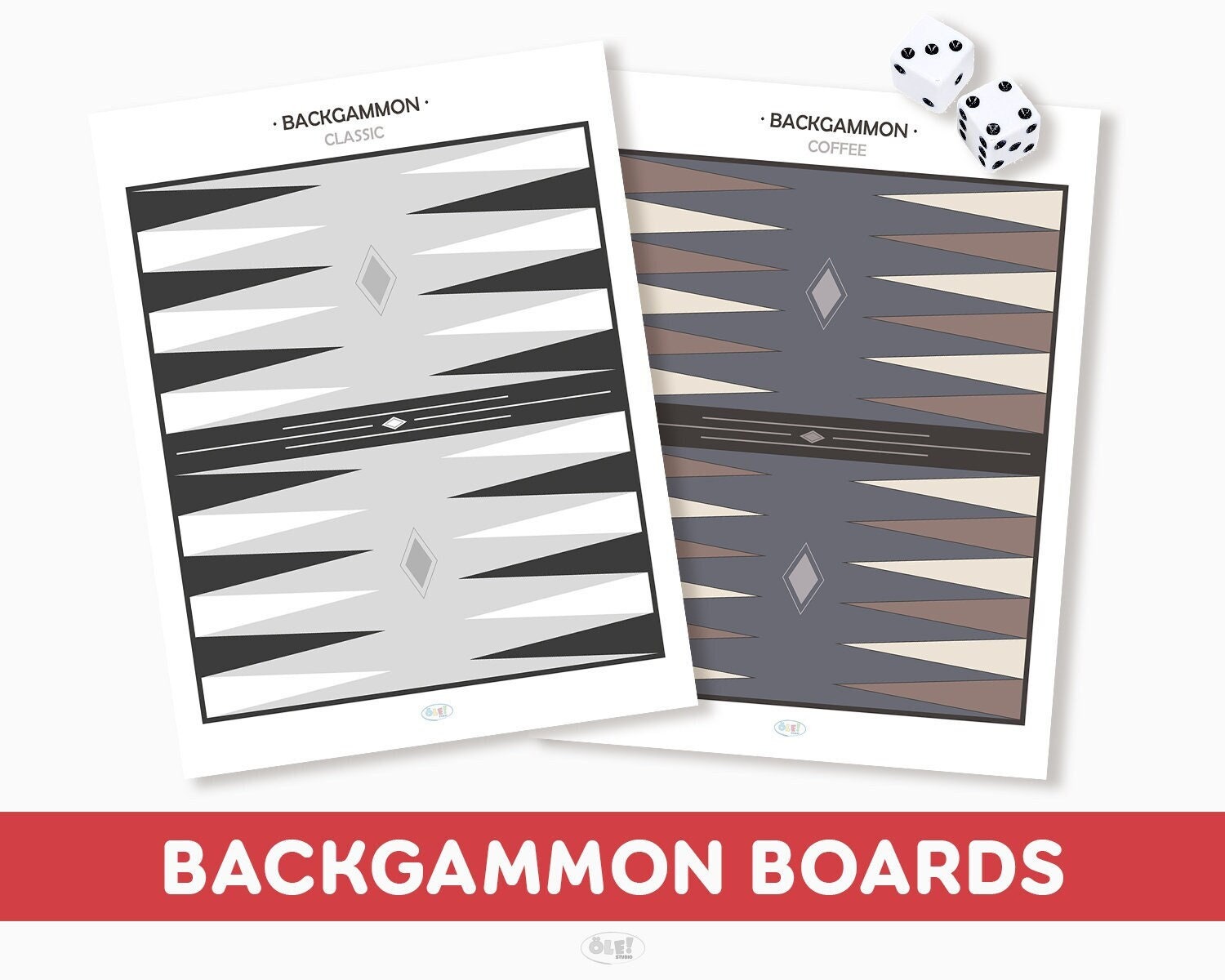 Classic and Color Backgammon Gameboards & Tokens| Backgammon Printable ...