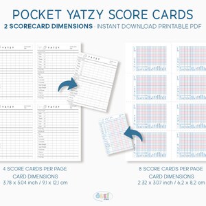 Pocket Mini Yatzy Scorecard | Yahtzee/yardzee Scoresheet Printable PDF ...