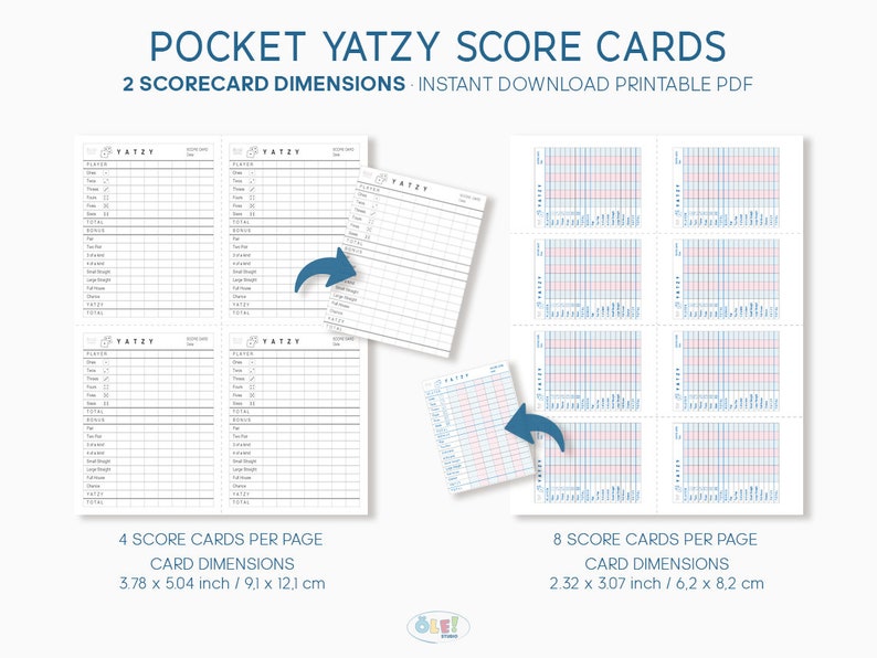 Pocket Mini Yatzy Scorecard | Yahtzee/yardzee Scoresheet Printable PDF ...