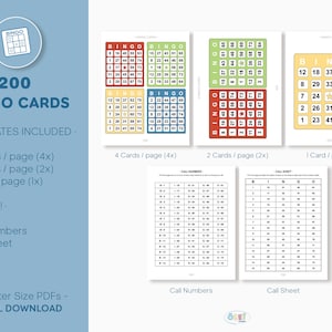 200 Bingo Cards | Digital Download Printable PDF | Fun Party Bingo Game ...