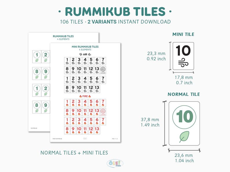 RUMMIKUB Tiles + Mini Tiles Printable PDF - Etsy