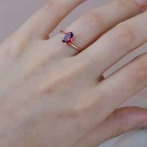 14k Rose Gold Garnet Engagement Ring, Teardrop Cut Garnet Ring, January ...