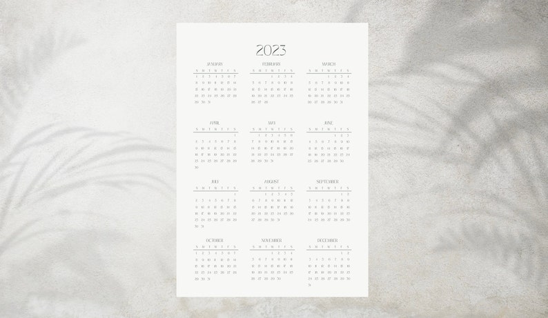 Printable Wall Calendar 2023 / Digital Calendar PDF Size 24cmx35cm ...