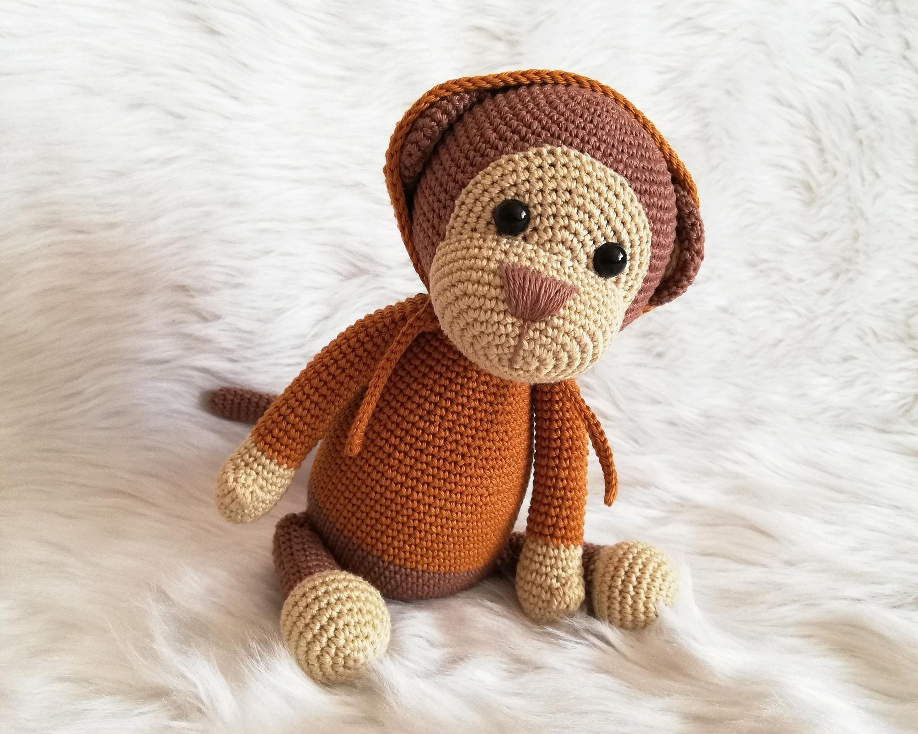 Crochet Monkey Toy, Handmade Organic Kids Toy, Cute Little Monkey ...