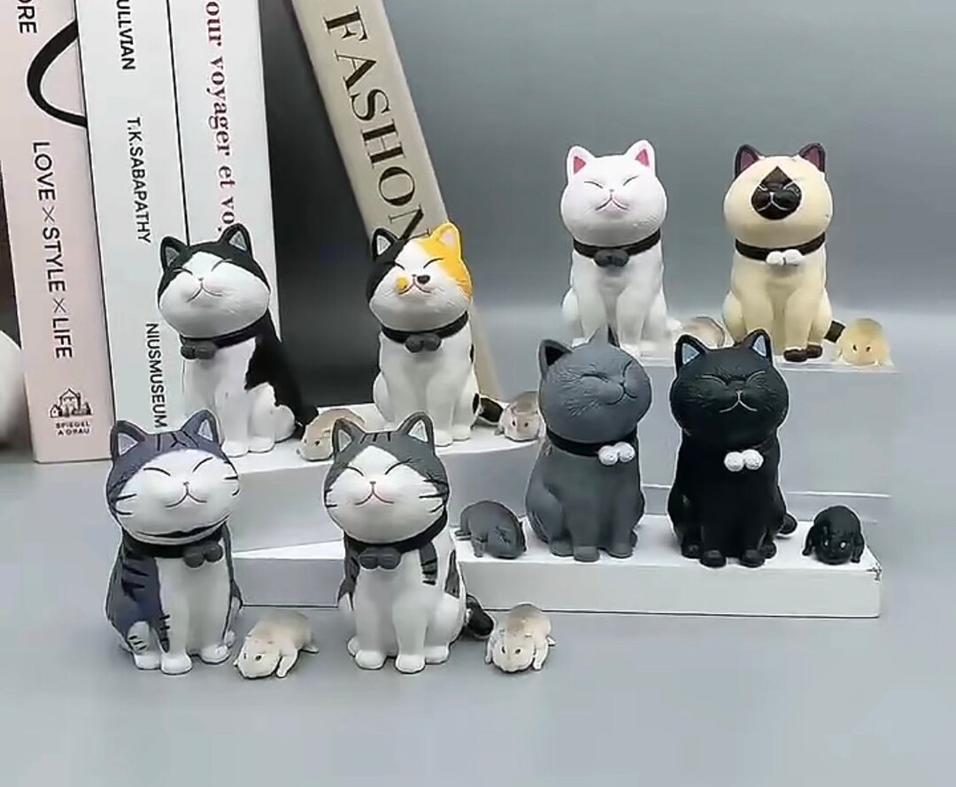 Cat Deco, Cat Statue for Desk, Cat Deco for Table Bookshelf. Cute 8 ...
