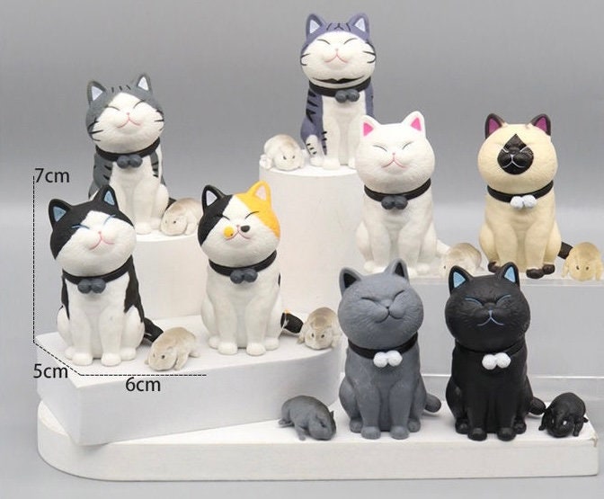 Cat Deco, Cat Statue for Desk, Cat Deco for Table Bookshelf. Cute 8 ...
