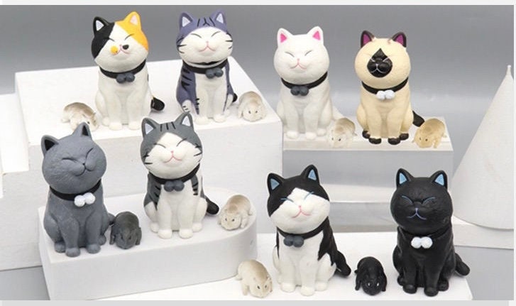 Cat Deco, Cat Statue for Desk, Cat Deco for Table Bookshelf. Cute 8 ...