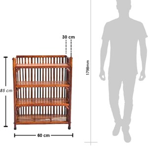 Handmade Crafts 4 Tier Bamboo Wooden Shoe Racks Slipper Stand Chappal ...