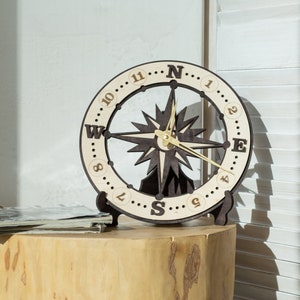 Compass Wall Clock, Nautical Wall Clock, Coastal Wall Clock, Man Cave ...