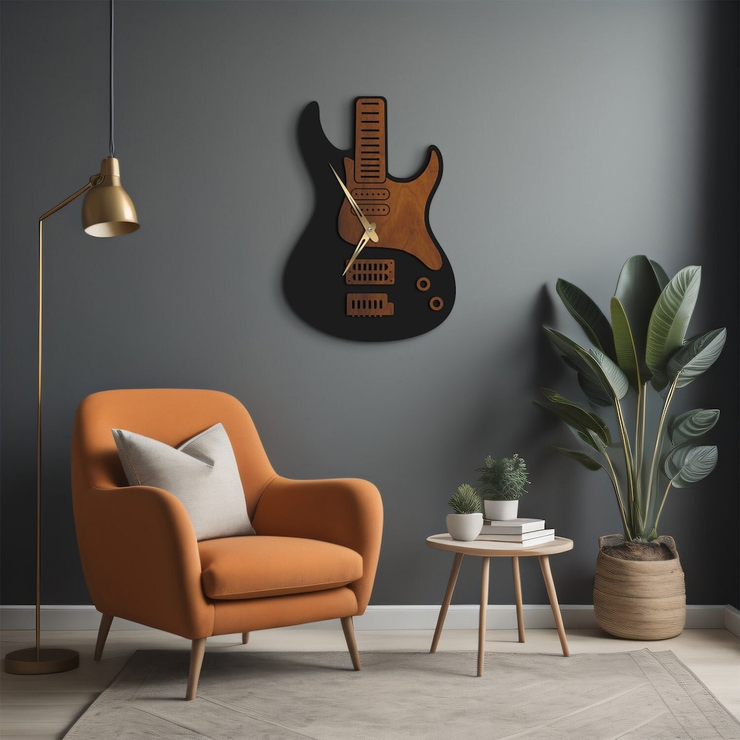 Guitar Wall Clock, Guitar Clock Musician Gift, Music Wall Clock ...