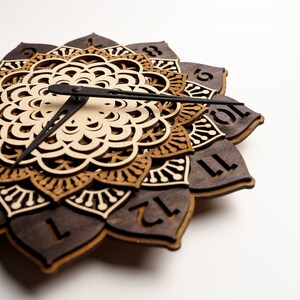 Mandala Wall Clock, Wooden Mandala Clock, Flower Wall Clock, Wall Clock ...