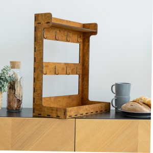 Wooden Coffee Mug Rack, Wooden Coffee Mug, Coffee Mug Holder Stand ...