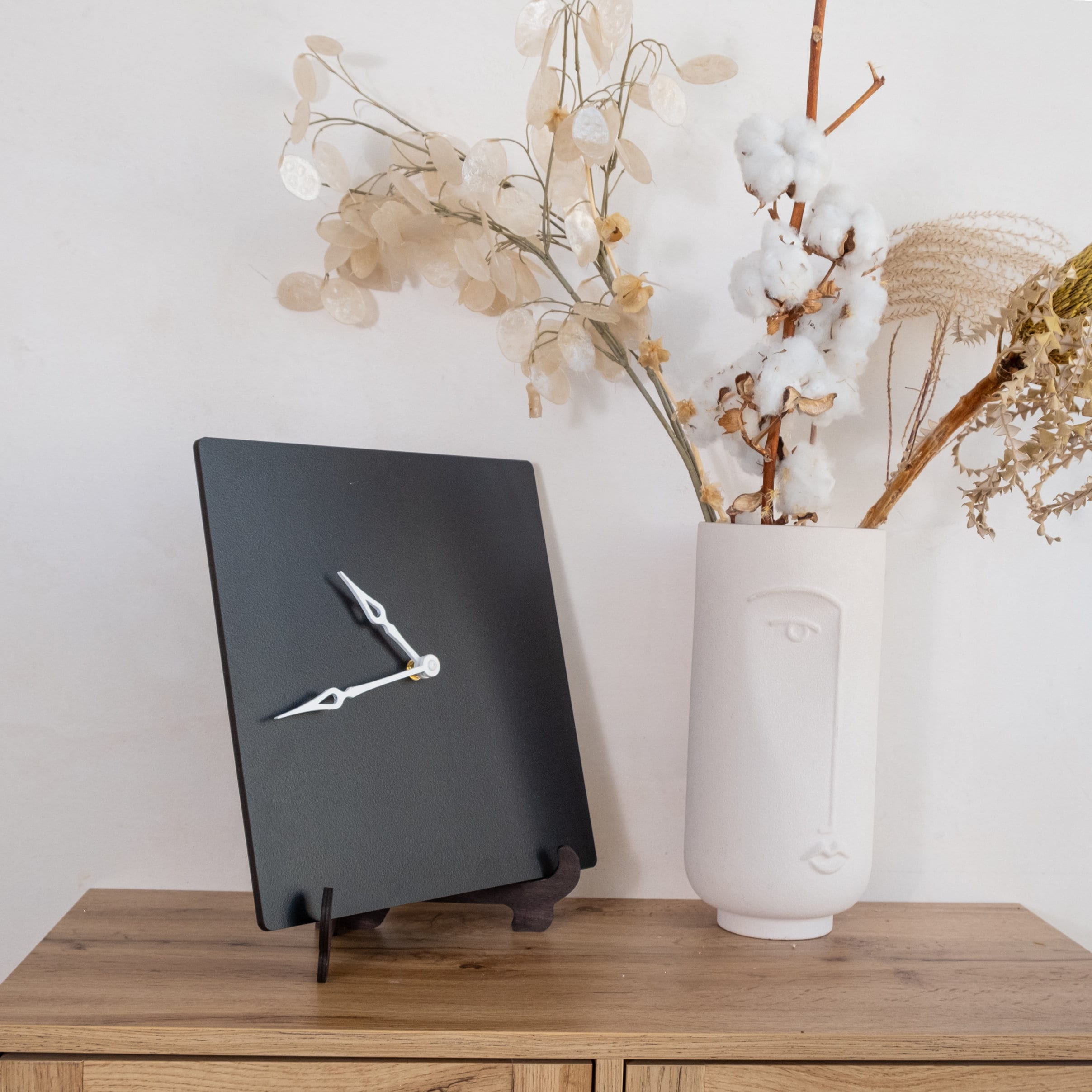 Black Modern Clock Square Wall Clock Black Minimalist Wall - Etsy