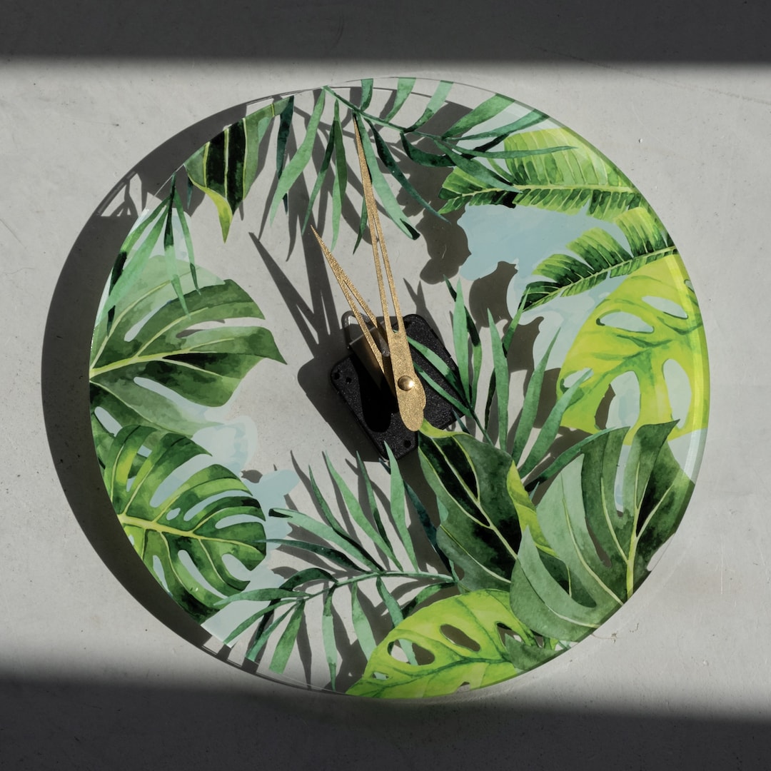Palm Clock, Leaf Clock, Coastal Wall Clock, Beach Wall Clock, Tropical ...