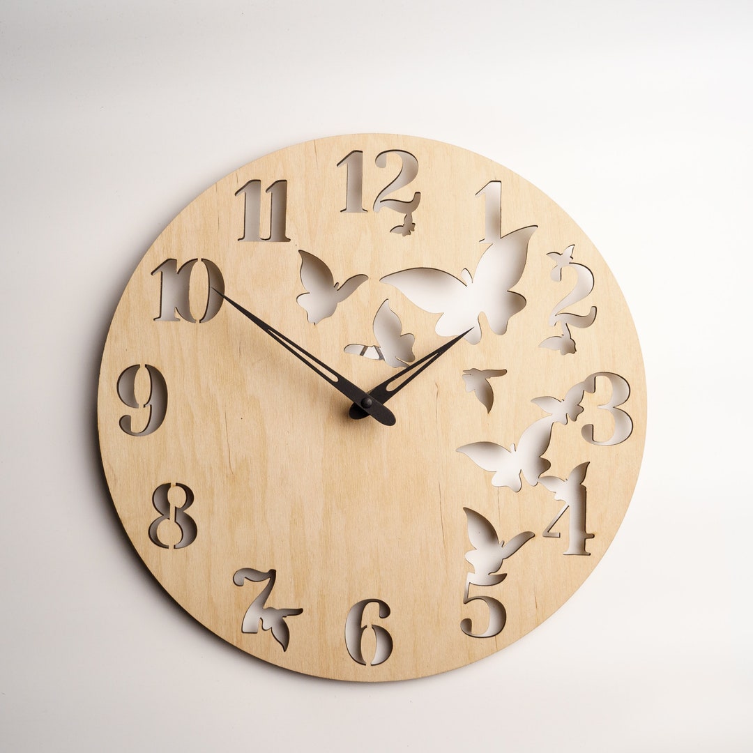Butterfly Wood Wall Clock, Butterfly Clocks for Wall, Clock Unique ...