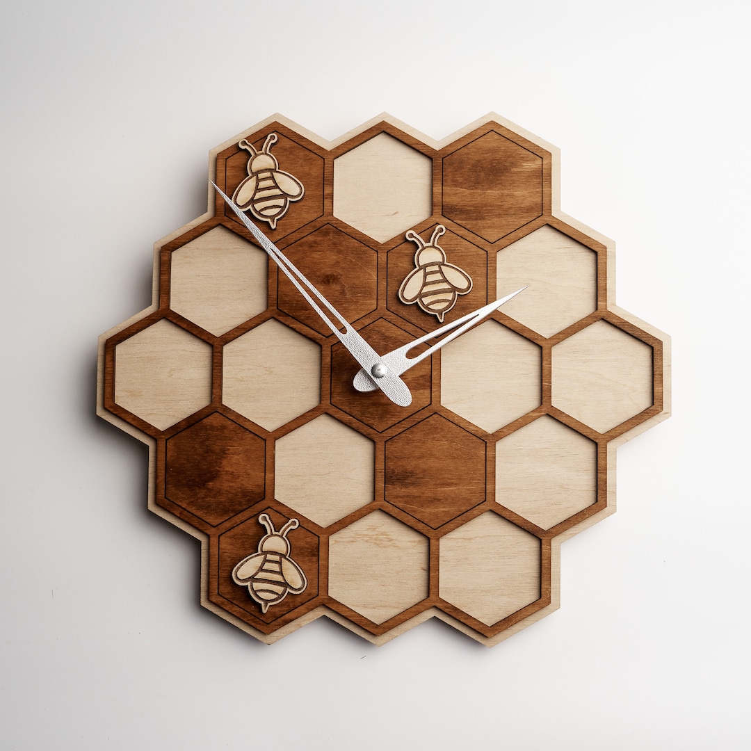Honeycomb Clock, Hexagon Clock, Bee Clock, Honey Comb Wall Clock,unique ...