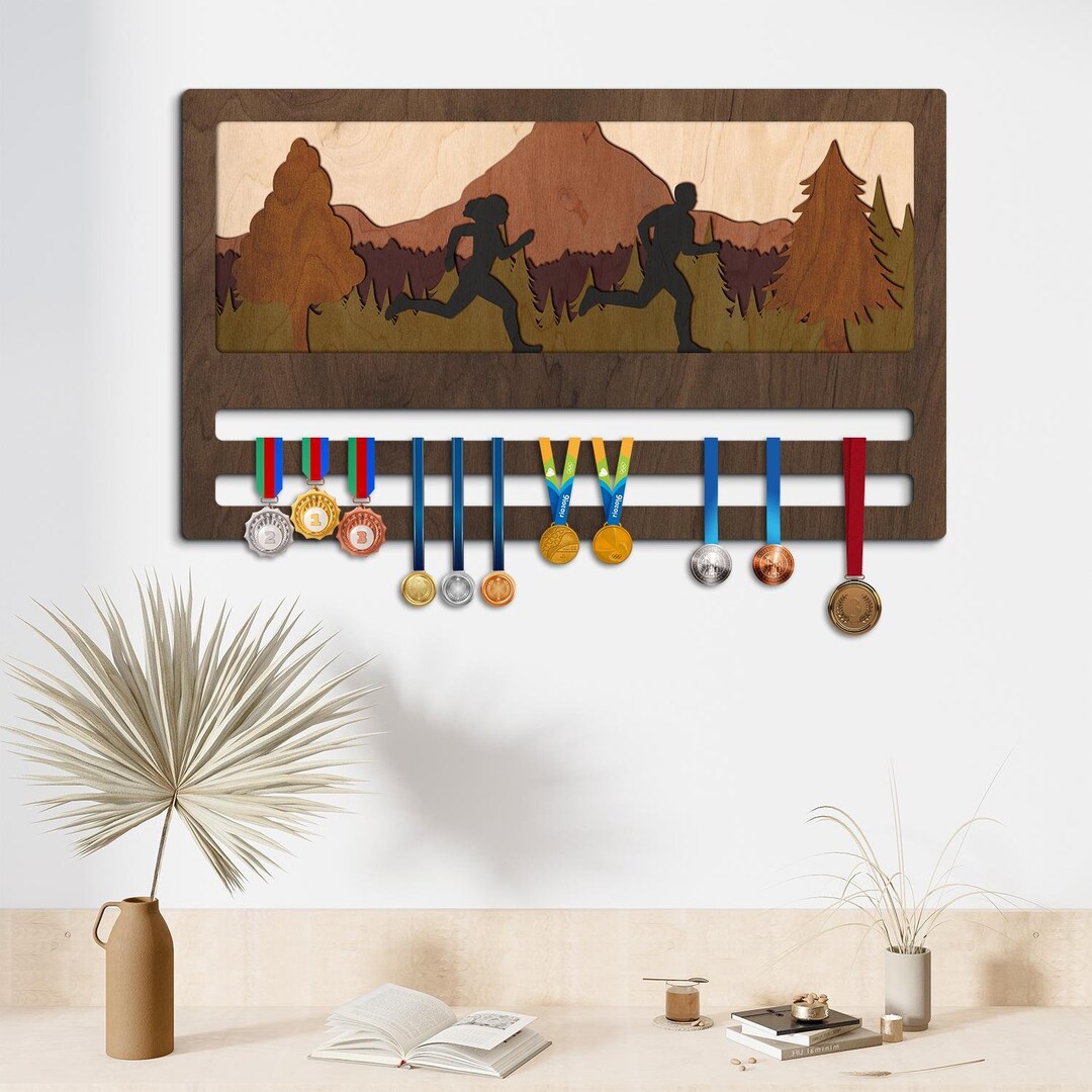 Wood Medal Display Hanger, Marathon Medal Rack, Running Medal Rack ...