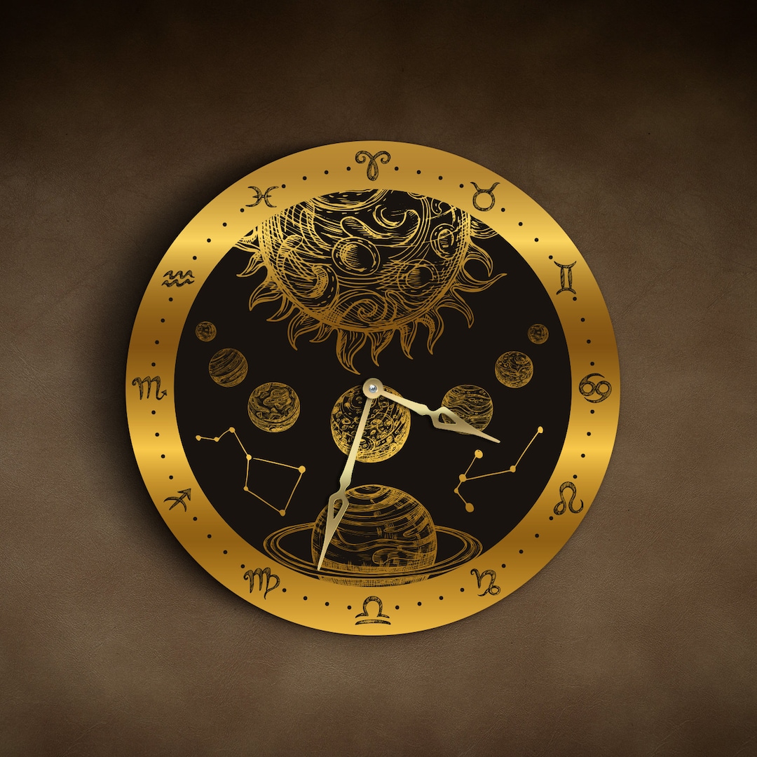 Zodiac Wheel Clock, Zodiac Clock With Constellations, Astrological ...