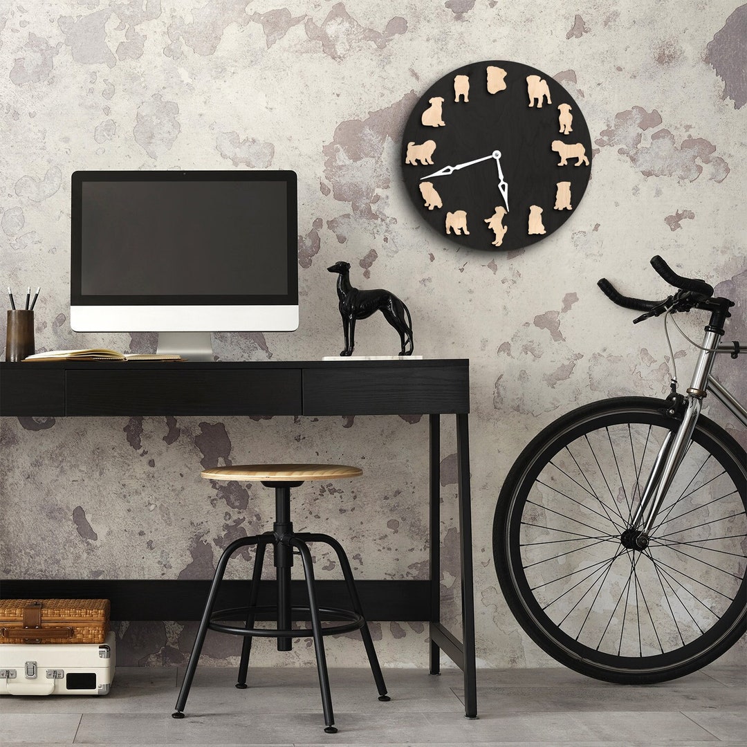 Pug Clock Dog Wall Clock Animal Wall Clock Wood Clock Dog - Etsy