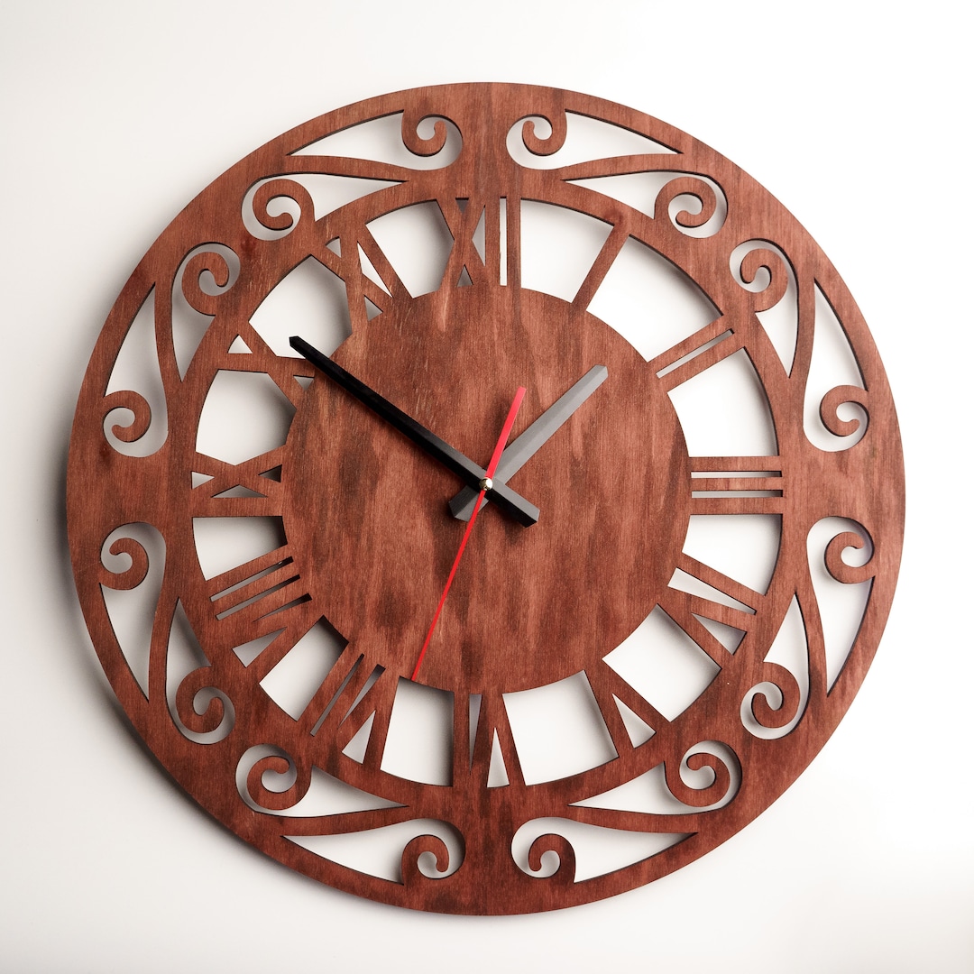 Wall Clock Modern Wood, Wall Clock Unique Large, Wall Clock Minimalist ...